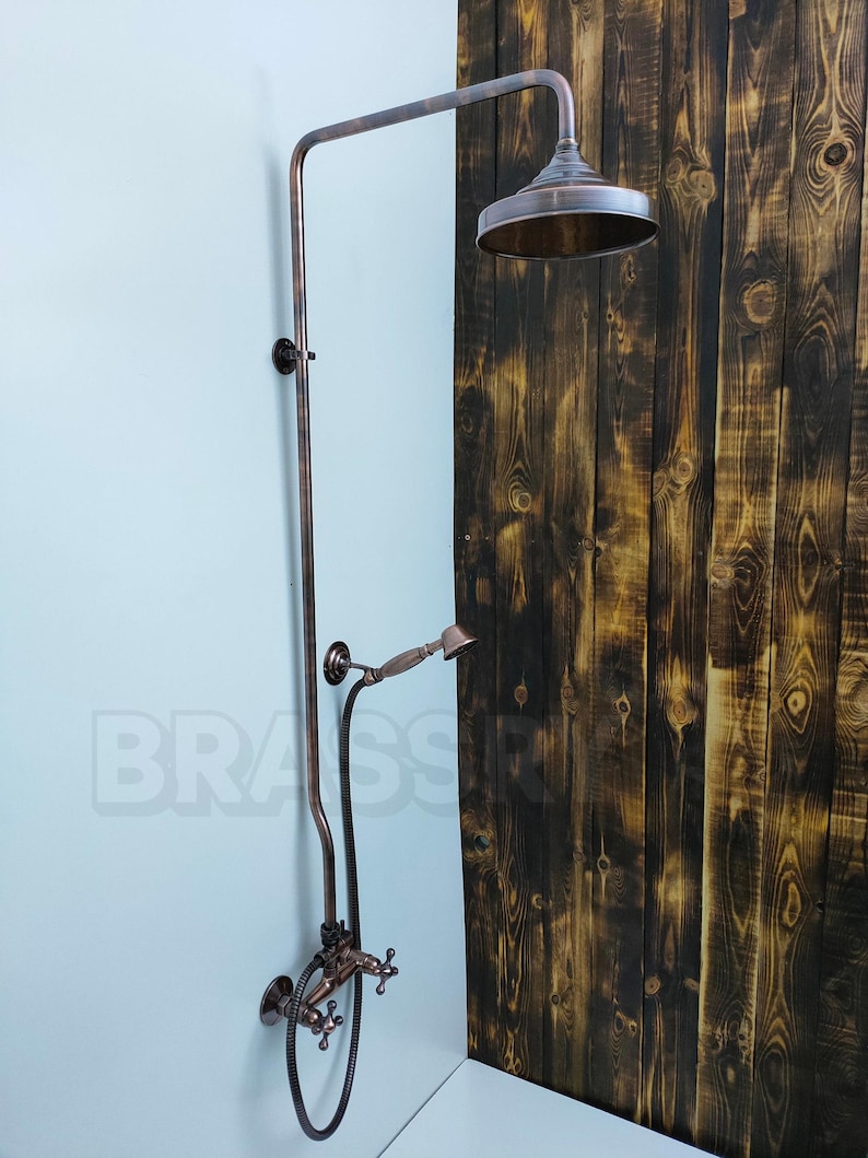 Moroccan Copper Shower System, Antique Exposed Wall-mounted Rain Shower ...