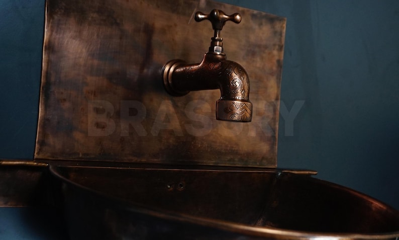 Handmade Moroccan Rustic Copper Wall-mounted Sink, Round Hammered ...