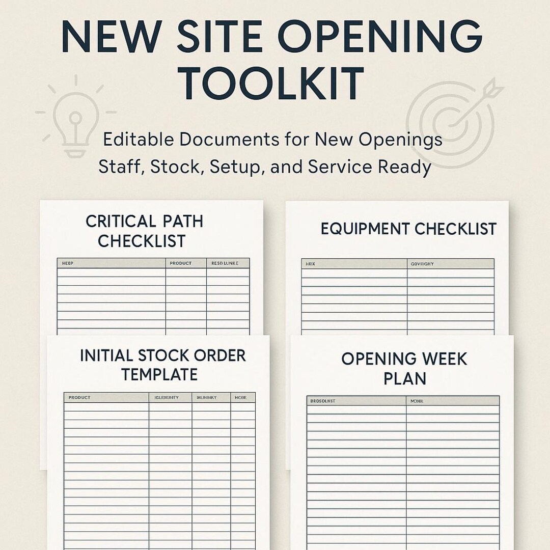 New Site Opening Toolkit | Hospitality Launch Plan, Equipment List ...