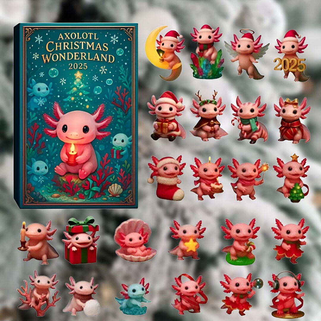 Axolotl Advent Calendar 2025, 24 Day X-mas Countdown Box 2D Acrylic ...