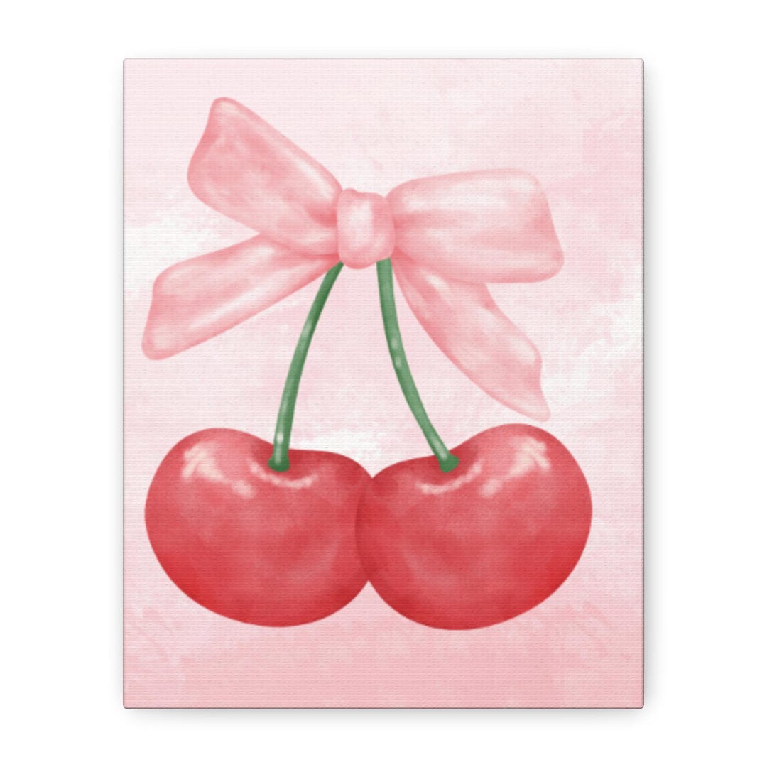 Charming Cherry Wall Art, Cute Pink Decor for Home, Cherry Blossom Gift ...
