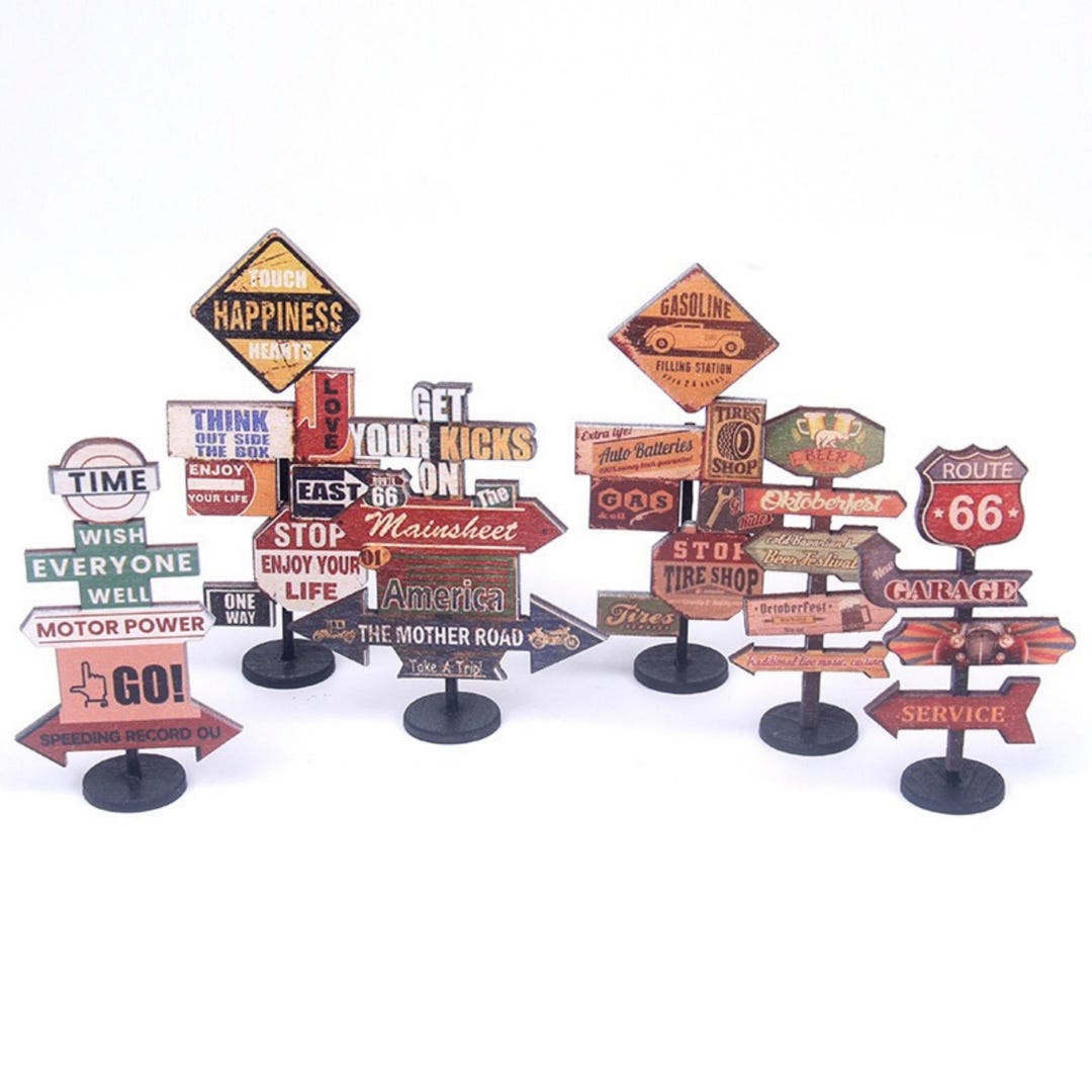 Wooden Miniature Road Sign Post for 1:6 Scale Dollhouse Street Scenes ...