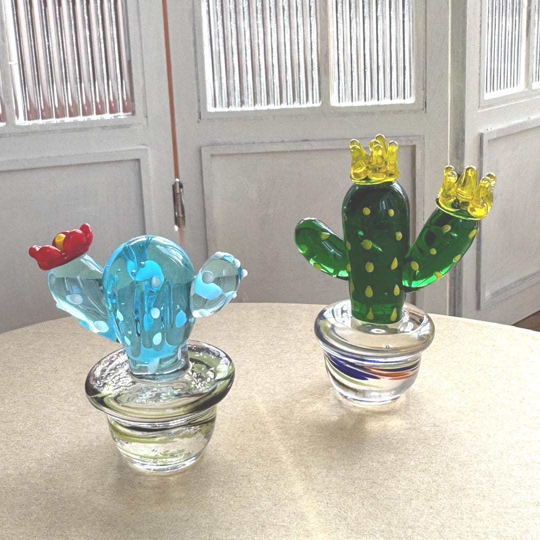 Hand Blown Table Decor Glass Cactus Ornament – Zen Art Sculptur | BJD ...