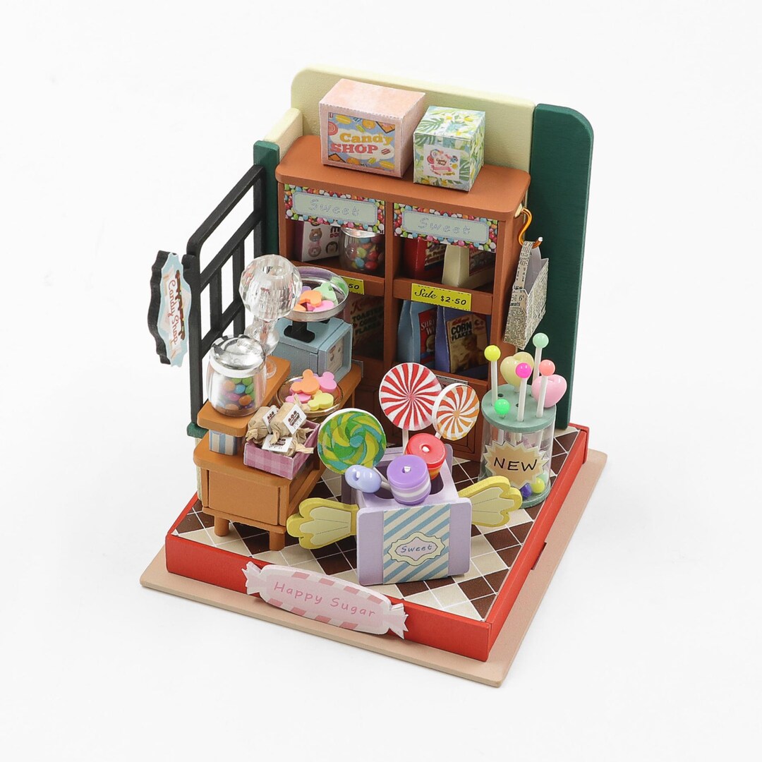DIY Miniature Candy Shop Kit – LED Lighted Sweet Store Dollhouse ...