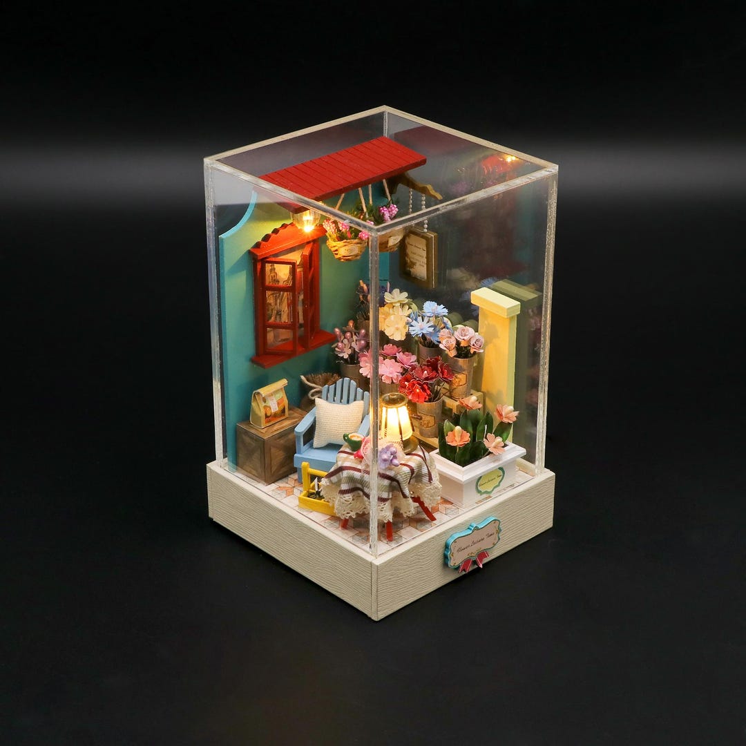 DIY Miniature Flower Garden Kit With LED – Handmade Floral Room Box ...