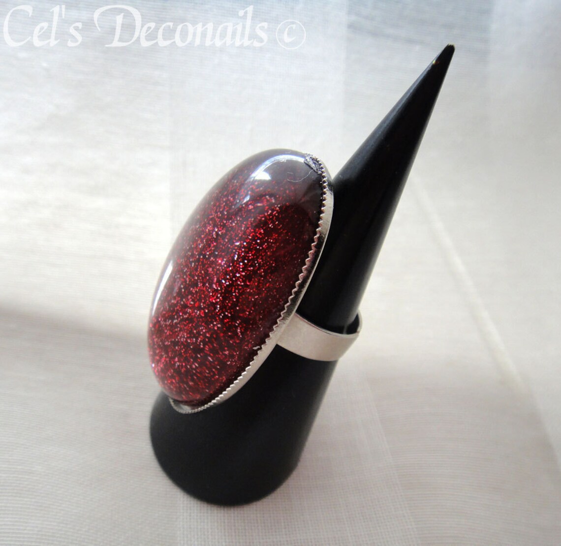 Burgundy Glitter Vampire Ring Red Glitter Blood Ring Gothic - Etsy