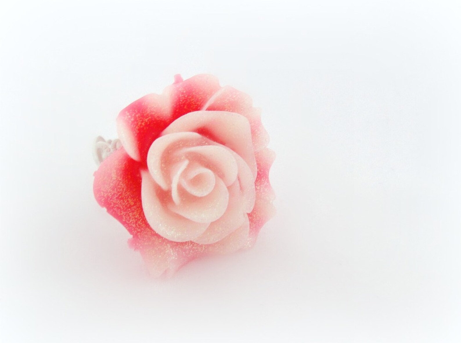 Pink Rose Ring, Pink Flower Adjustable Filigree Ring, Kawaii Jewelry ...