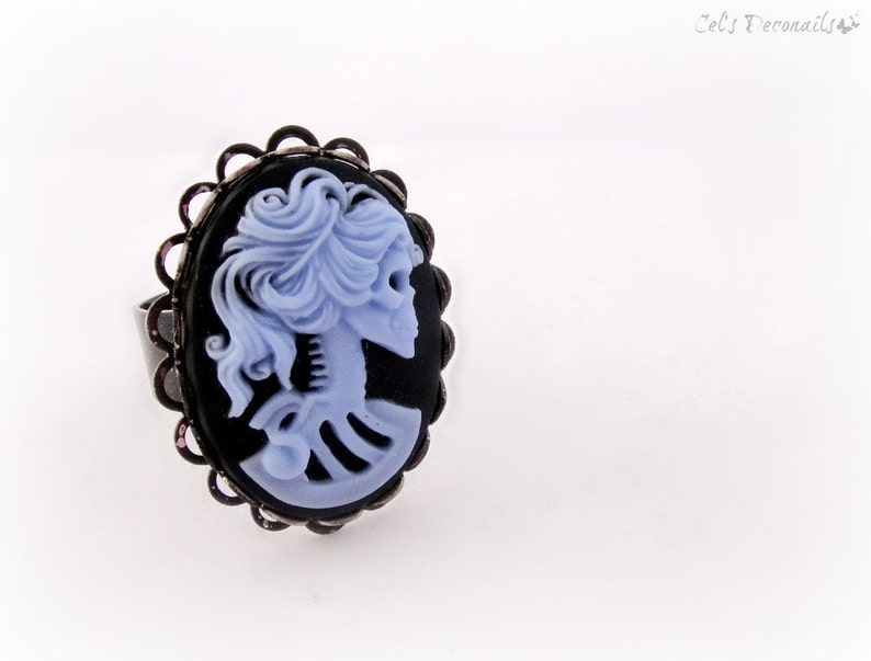 Zombie Skeleton Lady Cameo Ring, Pastel Goth Spooky Gothic Jewelry - Etsy
