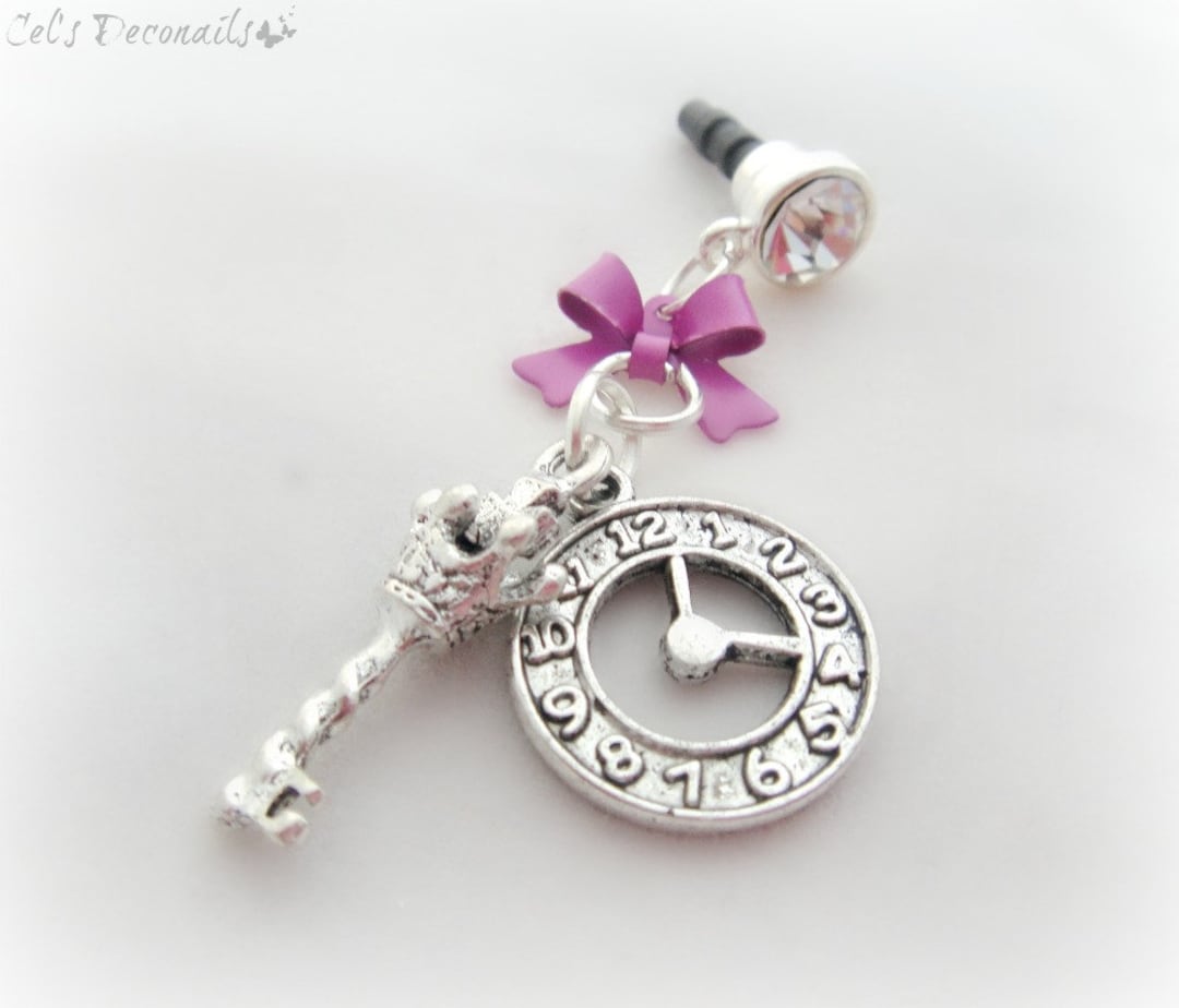 Clock and Key Phone Charm, Gothic Planner Charm, Dark Princess Phone ...