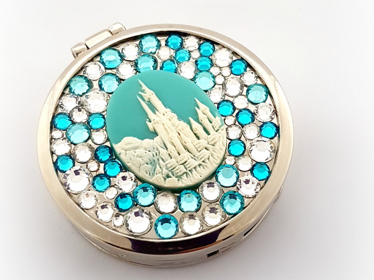 Fairytale Castle Compact Mirror Purse Hook Blue Princess - Etsy