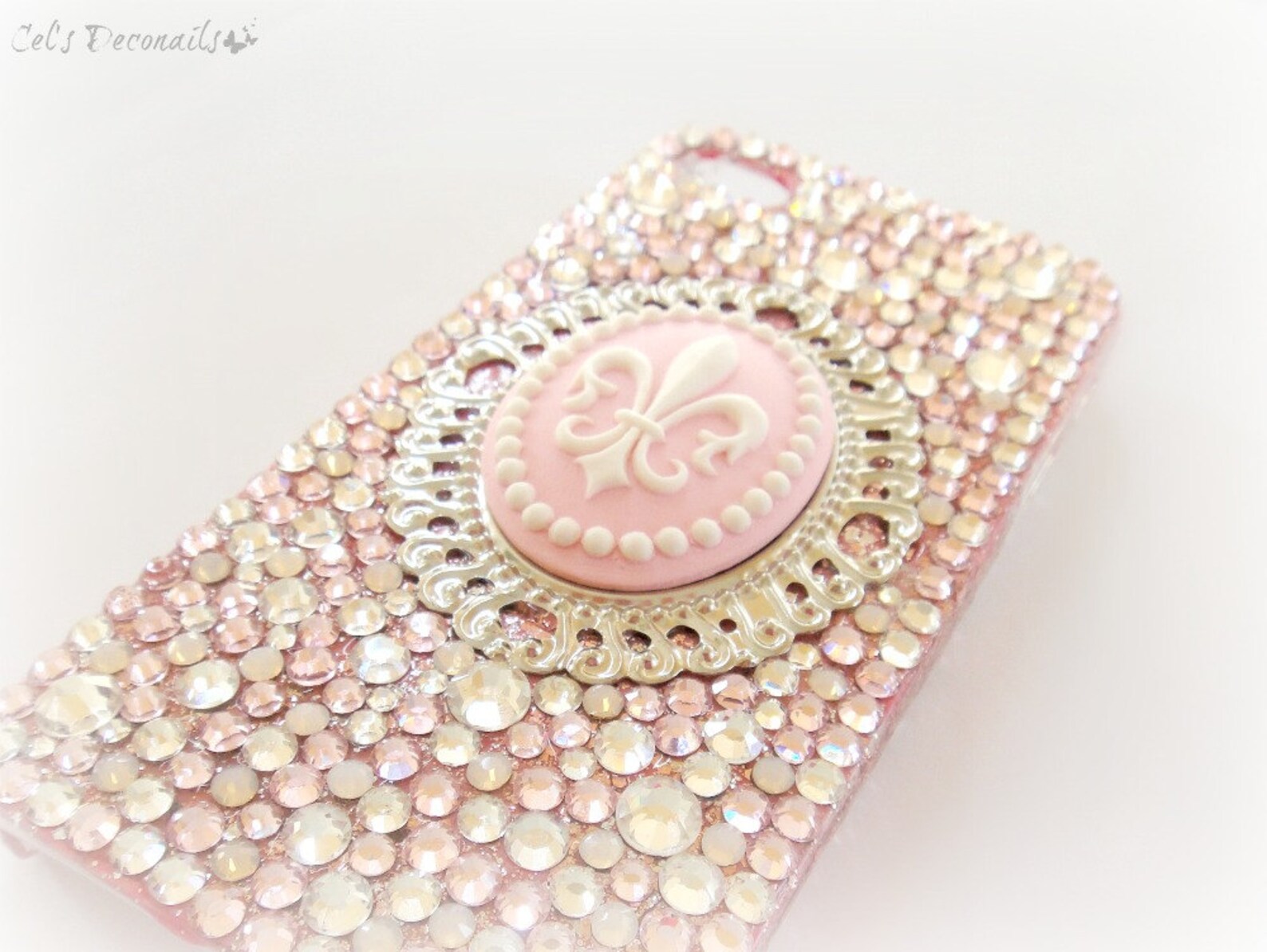 Pink Princess Rhinestone Phone Case, Fleur De Lis Cameo Decoden Case - Etsy