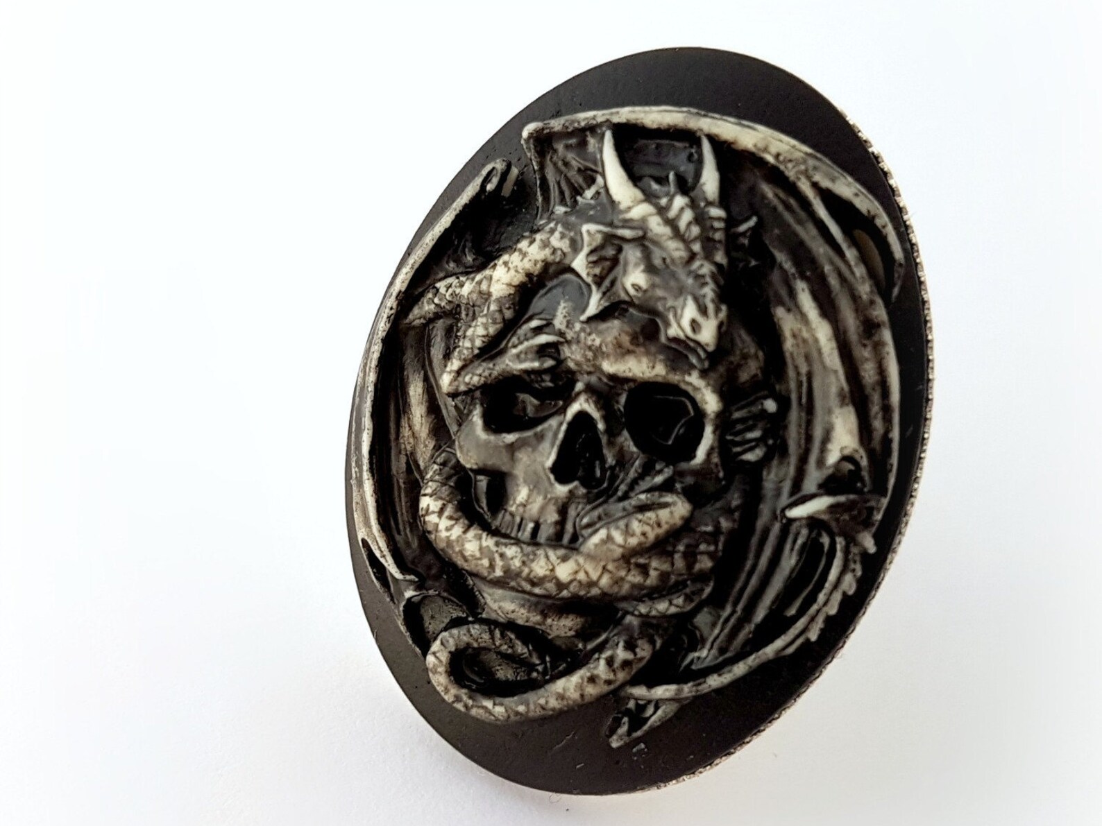 Dragon Skull Cameo Ring, Gothic Fantasy Statement Ring, Spooky ...