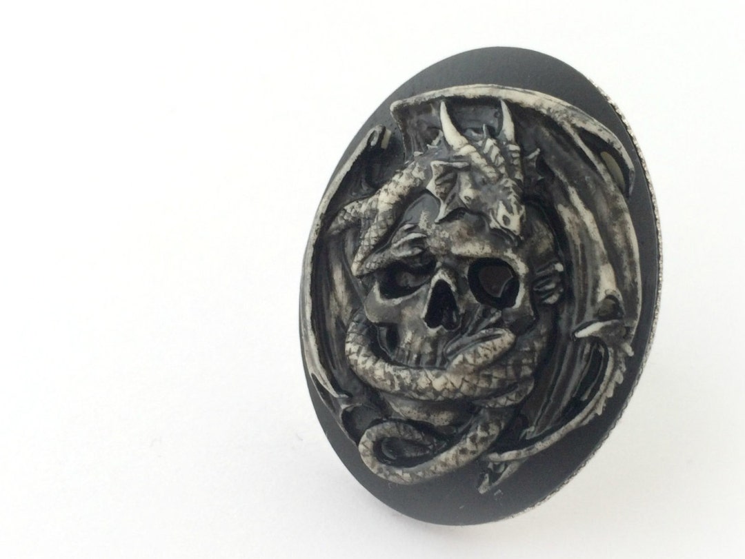 Dragon Skull Cameo Ring, Gothic Fantasy Statement Ring, Spooky ...