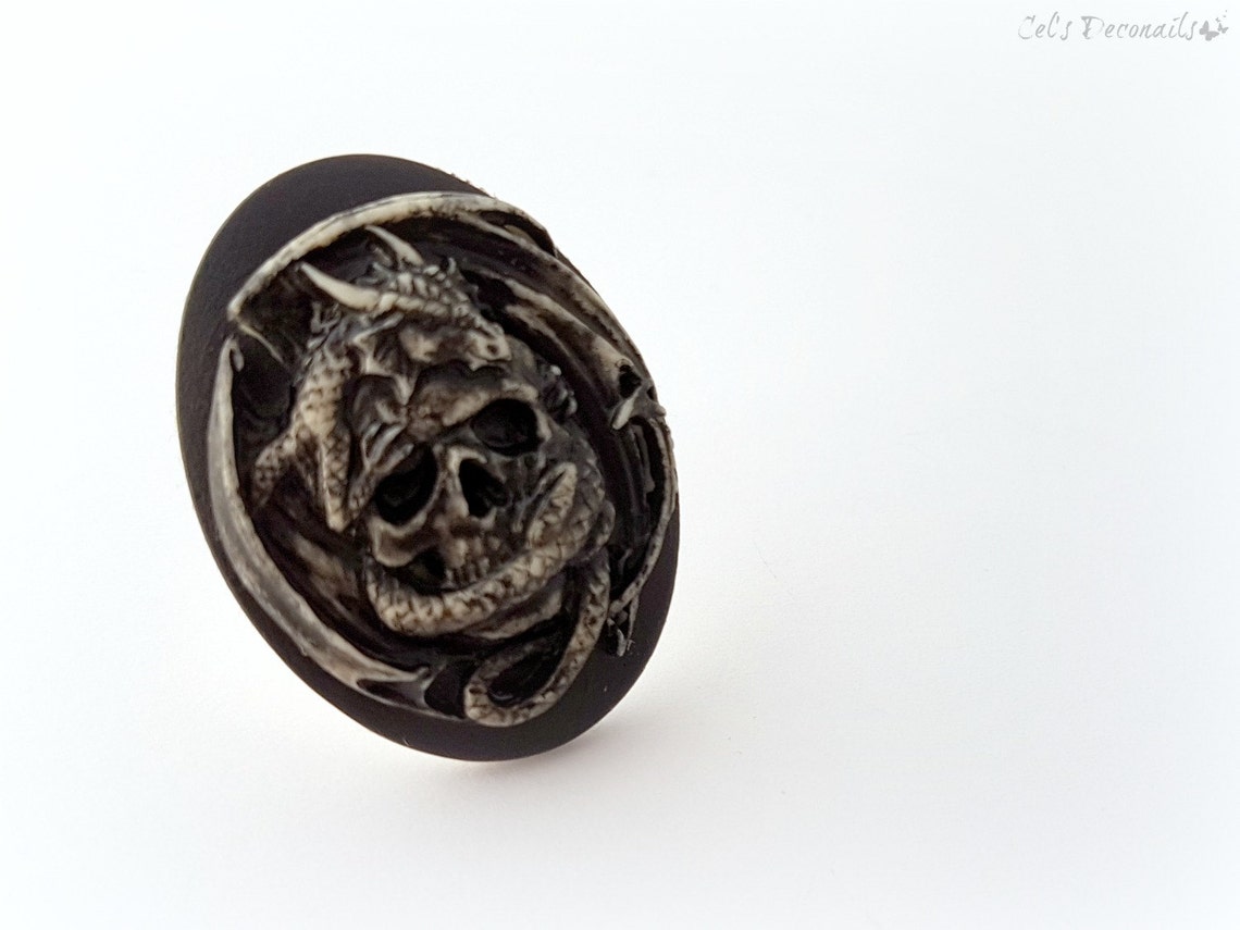 Dragon Skull Cameo Ring, Gothic Fantasy Statement Ring, Spooky ...