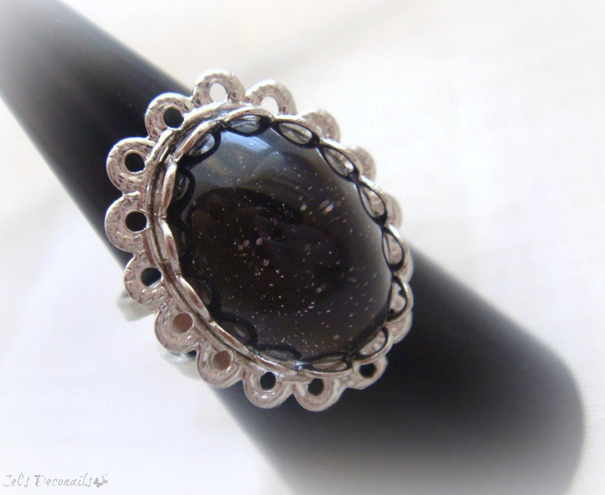 Black Gothic Ring Glitter Cocktail Ring Gothic Jewelry Gift - Etsy