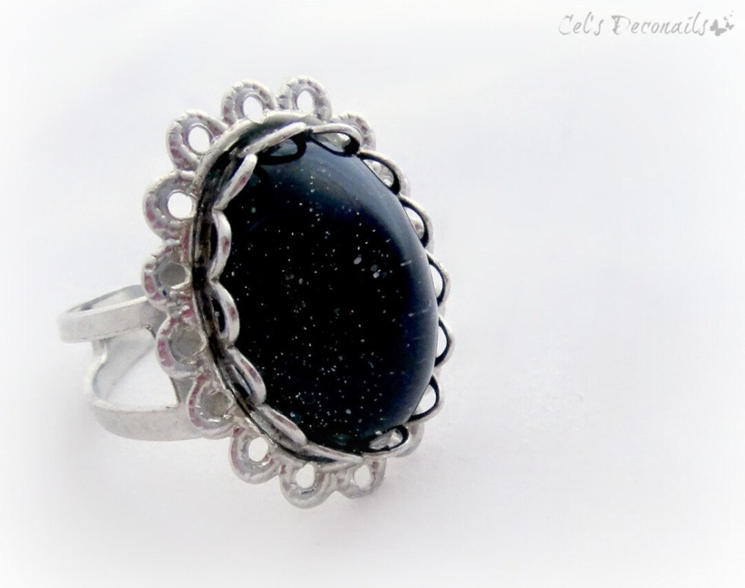 Black Gothic Ring, Glitter Cocktail Ring, Gothic Jewelry, Gift for Her ...