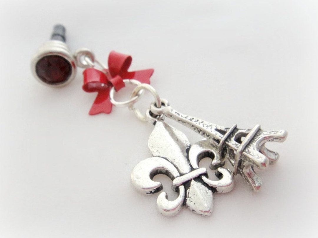 Eiffel Tower Fleur De Lis Phone Dust Plug Charm, Paris Earphone Jack ...