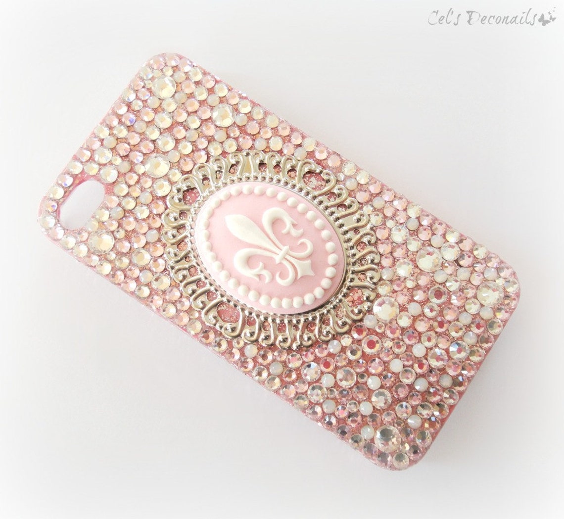 Pink Princess Rhinestone Phone Case, Fleur De Lis Cameo Decoden Case - Etsy