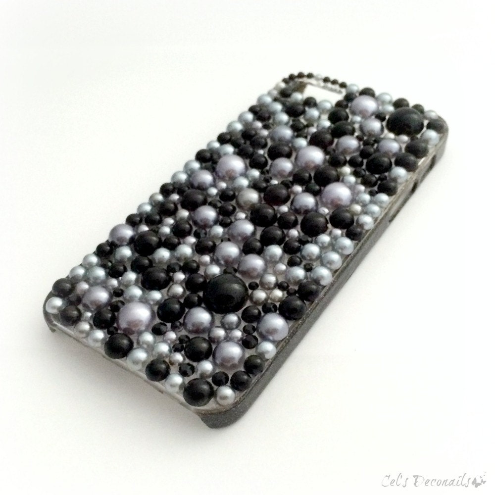 Black Pearl Rhinestone Phone Case Smartphone iPhone 6 5 4 4S, Decoden ...