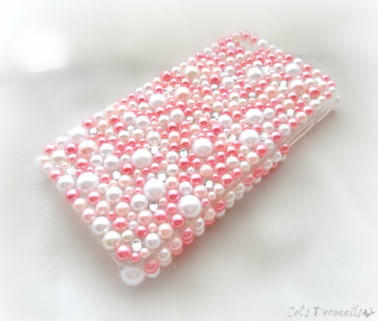 Pink Pearl Kawaii Decoden Phone Case iPhone Rhinestone Phone - Etsy