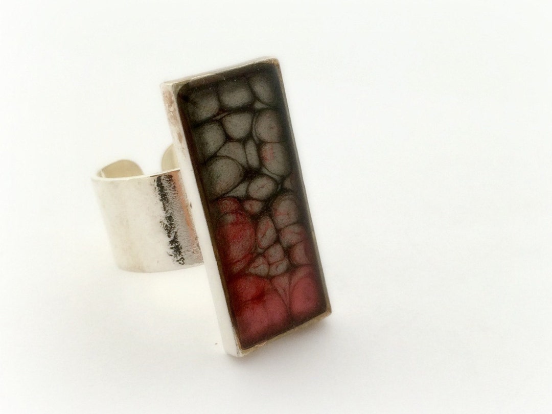 Black Red Honeycomb Gothic Ring, Alien Vampire Ring, Cybergoth Jewelry ...