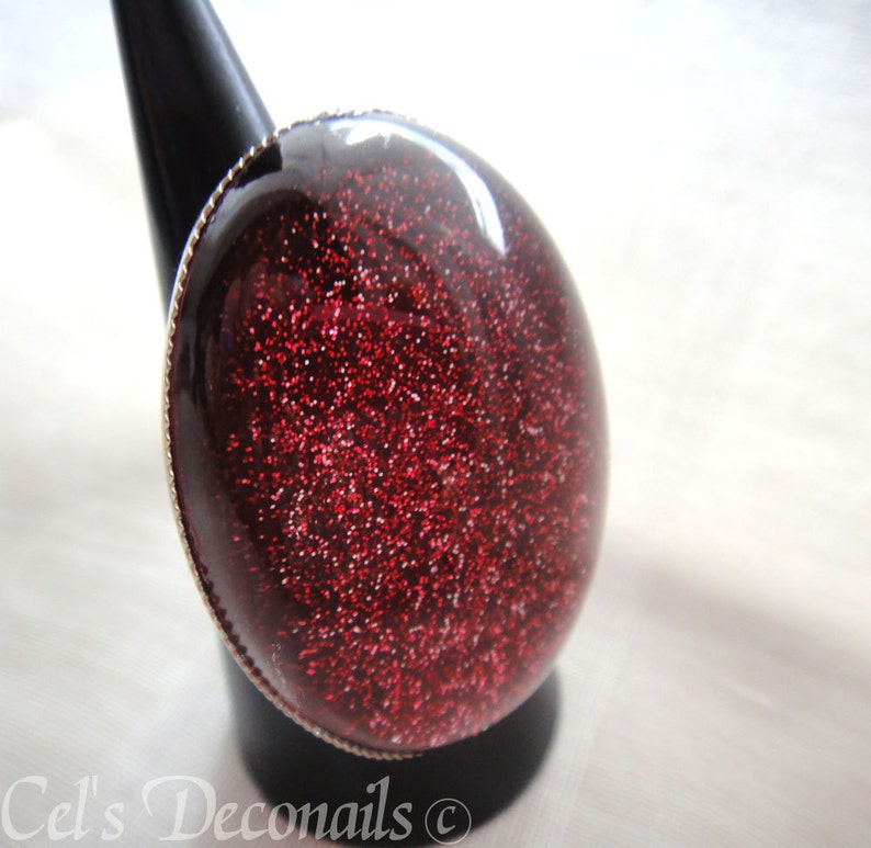 Burgundy Glitter Vampire Ring Red Glitter Blood Ring Gothic - Etsy