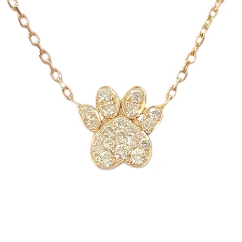 14k Diamond Paw Print Diamond Dog Necklace Cat Dog Paw Print - Etsy