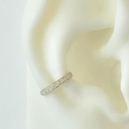 14K Solid Gold Double Hoop Ear Cuff Earring round Faux Conch - Etsy