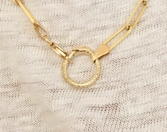 Snake 14K Solid Gold Enhancer Round Charm Pendant Lock Small | Etsy