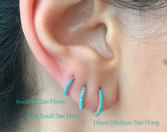 Emerald 14K Solid Gold Huggie Hinged Hoop Earring Pavé Cuff | Etsy