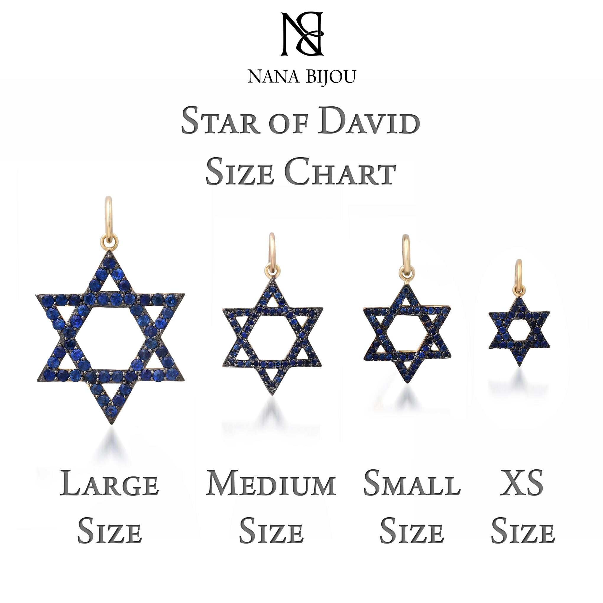 Emerald Star of David Charm Pendant, Medium Size: 14K Solid Gold Jewish ...