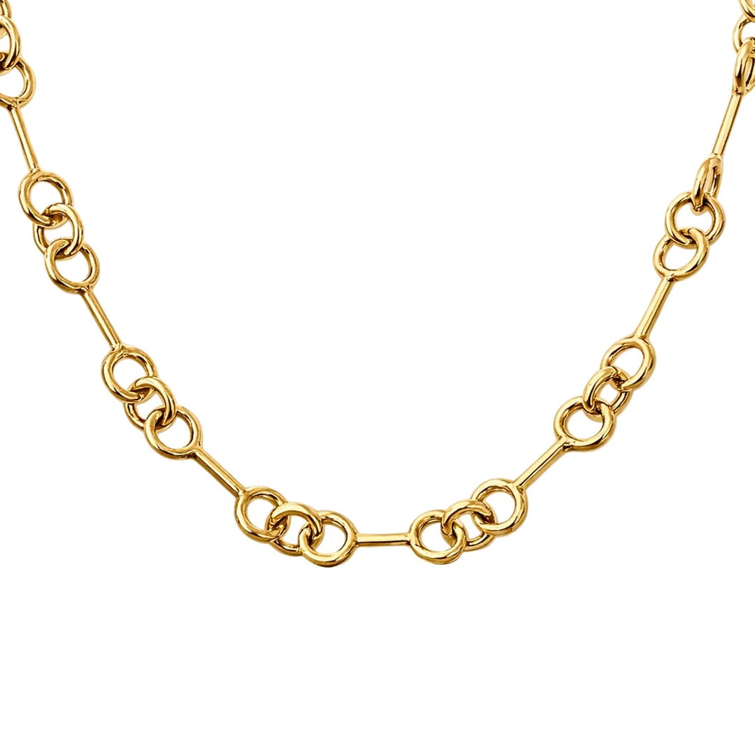 Mixed Link Chain 14K Solid Gold Necklace: Paperclip Style Alternating ...