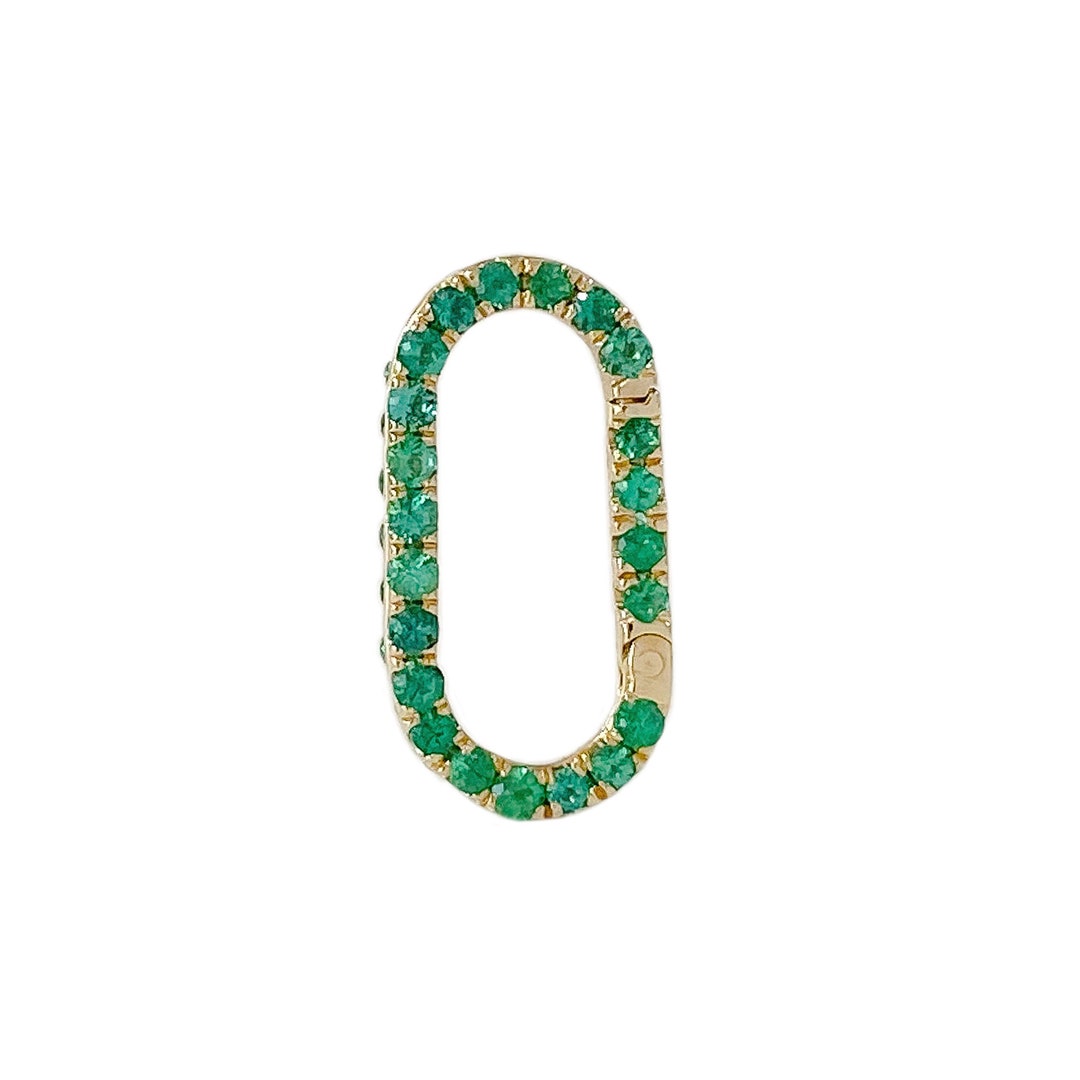 Emerald 14K Solid Gold Charm Enhancer Pendant Chain Connector Lock ...