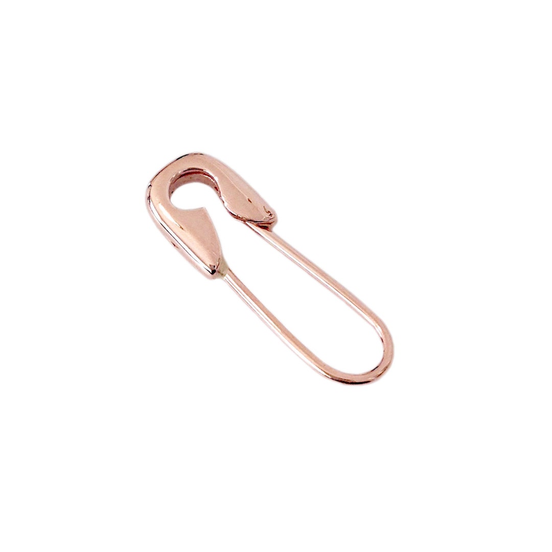 Safety Pin Earring, Solid 14K Gold XS Size {real Gold Detailed Safety ...