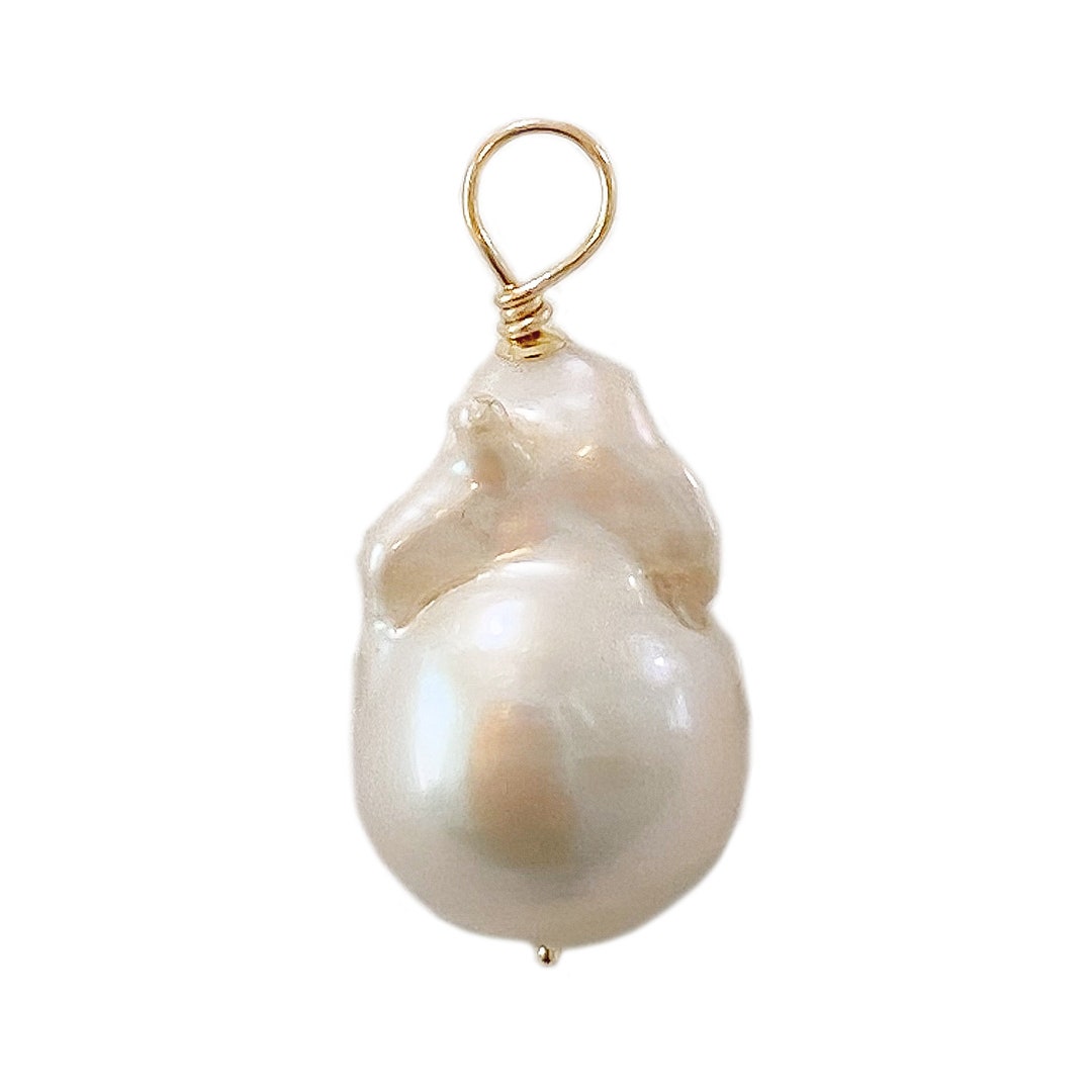 Baroque Fireball Pearl 14K Solid Gold Charm Pendant (real Natural ...