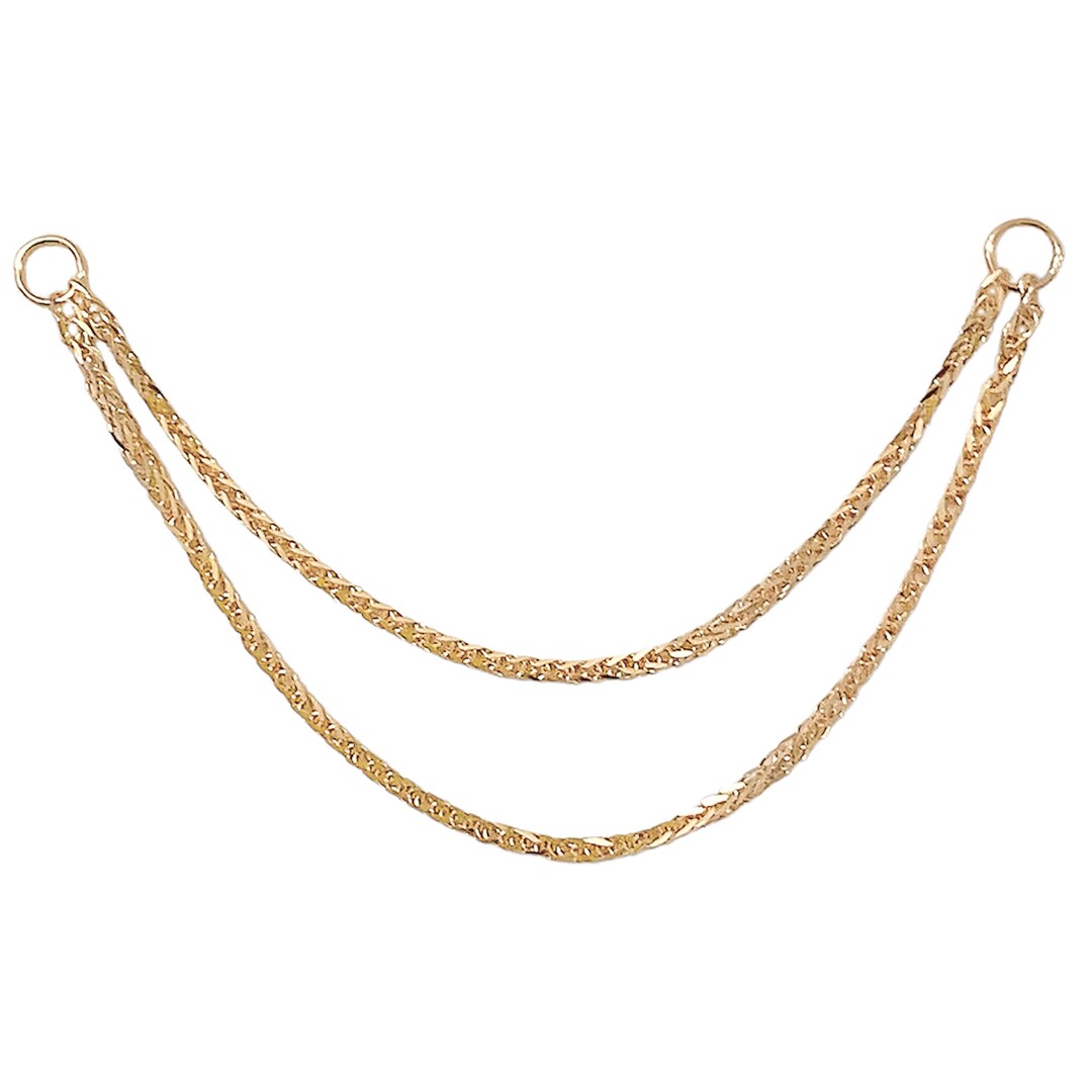 Double Wheat Chain Earring 14K Solid Gold Jacket: Convertible Dangle ...