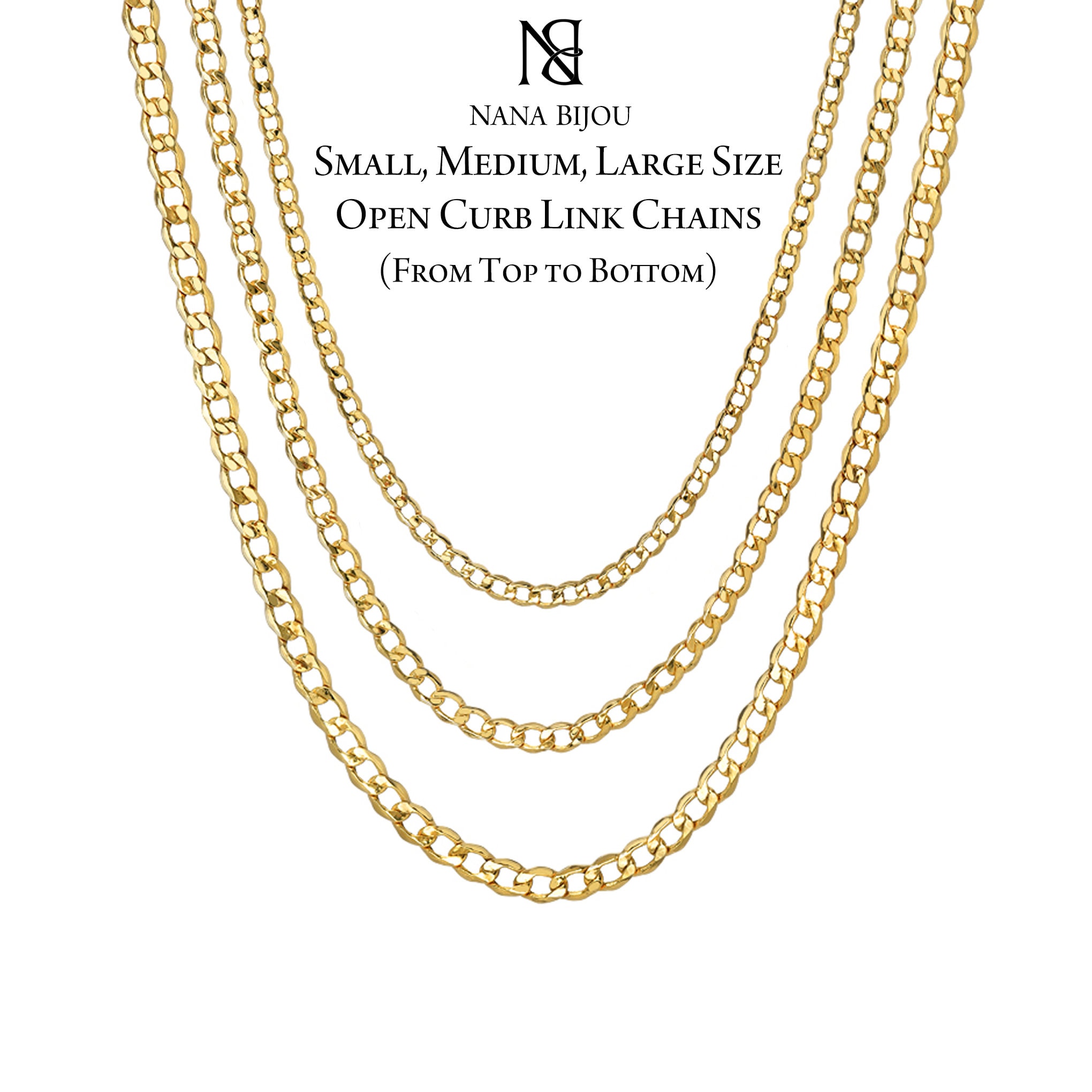 Curb Link 14K Solid Gold Chain Necklace Medium Size - Etsy