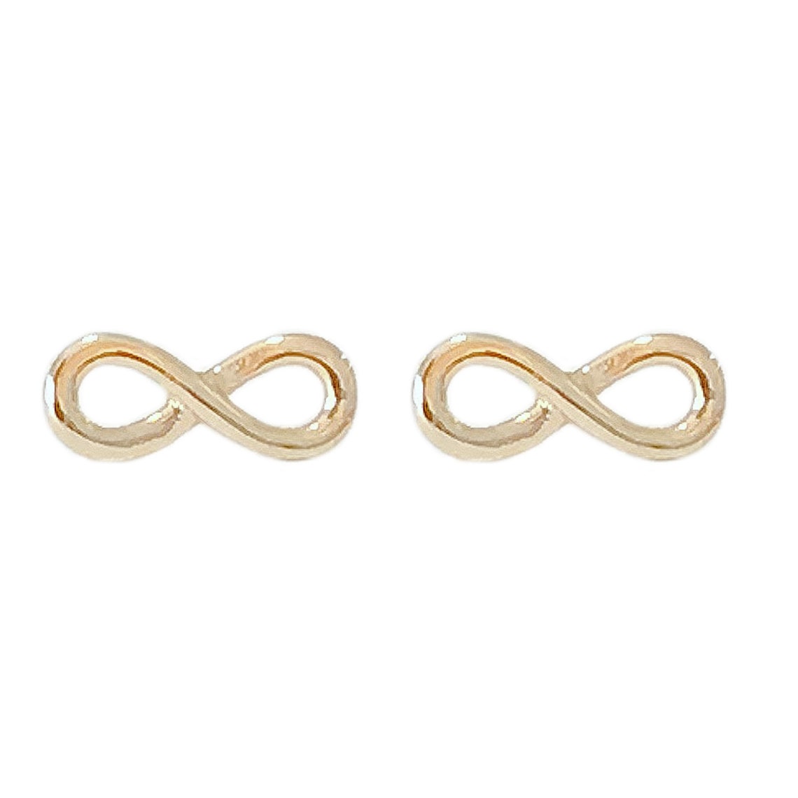 14K Solid Gold Infinity Stud Earrings mini Dainty Detailed - Etsy