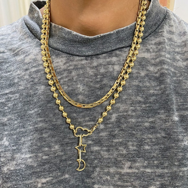 Cloud Charm Enhancer 14K Solid Gold Lock Pendant real 14K - Etsy