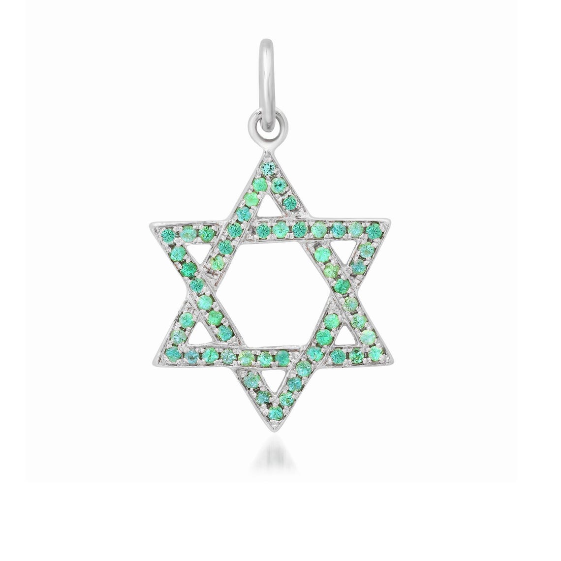 Emerald Star of David Charm Pendant, Medium Size: 14K Solid Gold Jewish ...
