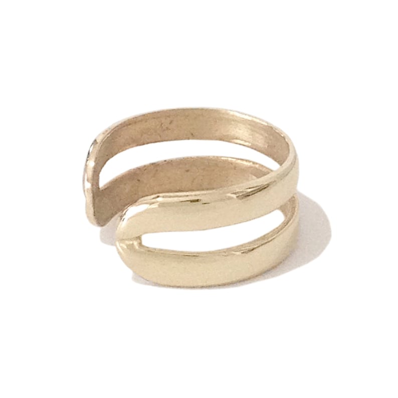 14K Solid Gold Double Hoop Ear Cuff Earring round Faux Conch - Etsy