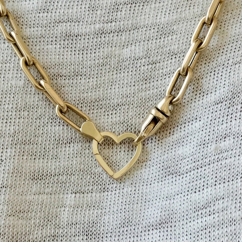 Heart Charm Enhancer 14K Solid Gold Lock Pendant in Stock | Etsy