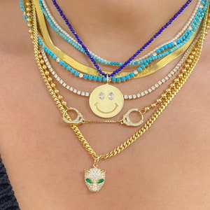 Diamond Smiley Face 14K Solid Gold Charm Pendant real Solid - Etsy