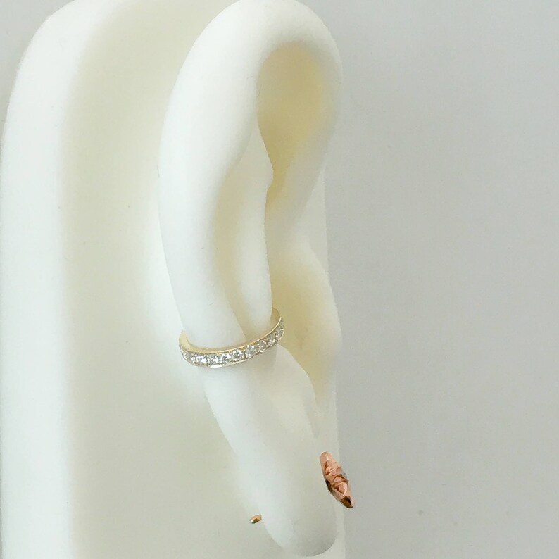 Diamond 14K Solid Gold Ear Cuff Full Pavé Hoop real Diamond | Etsy