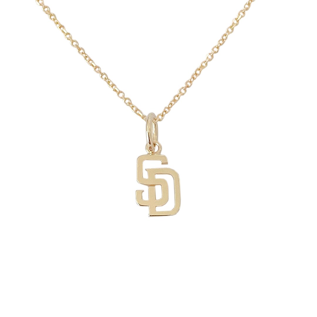 SD Logo 14K Solid Gold Charm Necklace (dainty Detailed San Diego Cutout ...