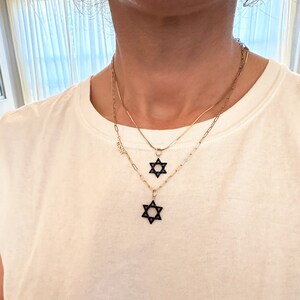 Sapphire Star of David Pendant: Medium Size, 14K Solid Gold & Natural ...