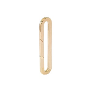 Thick Elongated Oval 14K Solid Gold Enhancer Charm Pendant Lock XL real ...