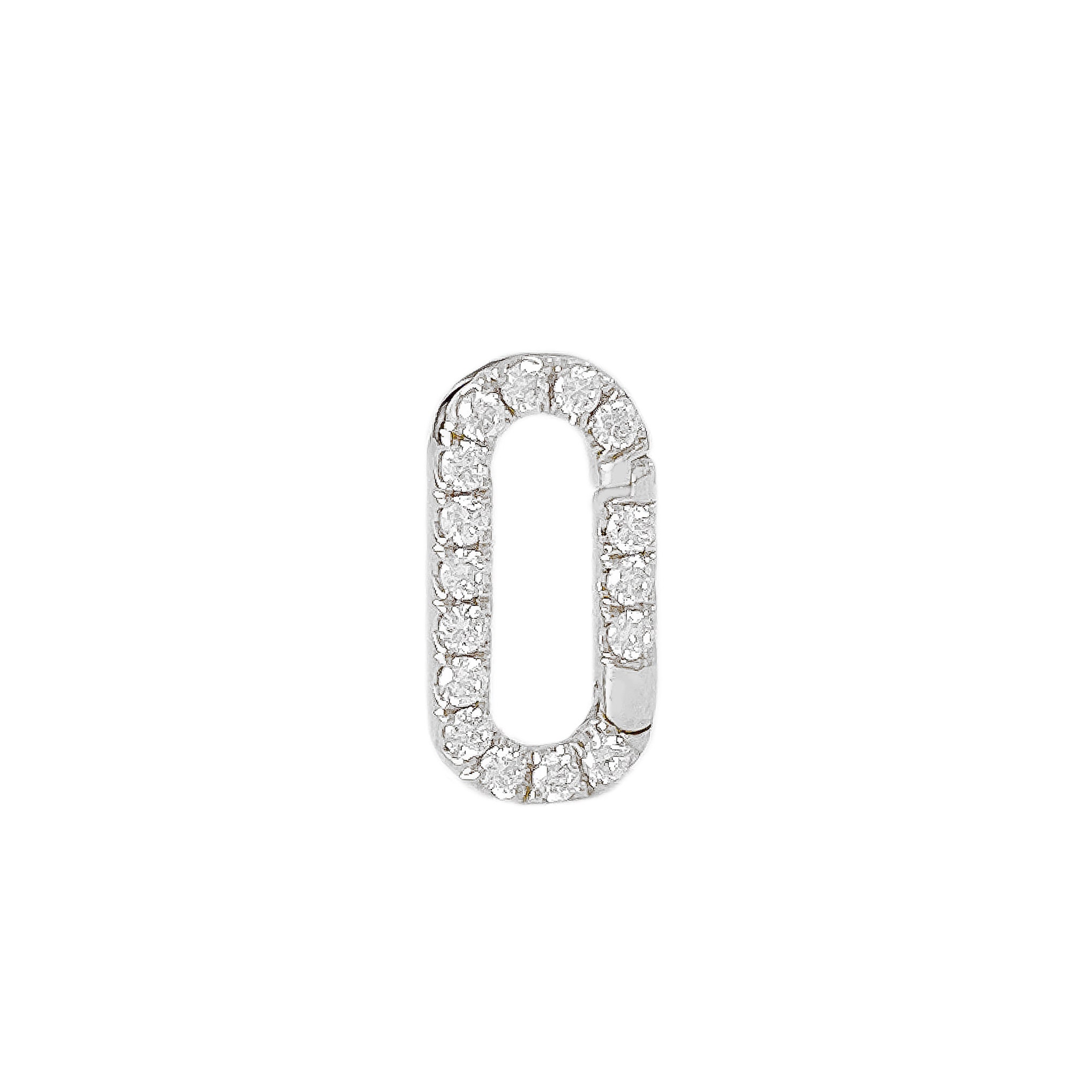 Diamond Oval 14K Solid Gold Enhancer Charm Pendant Connector Lock ...