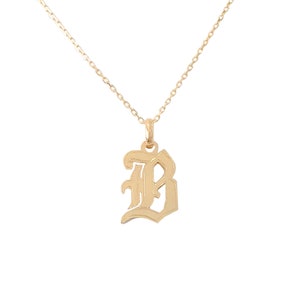 Personalized Initial Letter 14K Solid Gold Pendant Charm Necklace ...