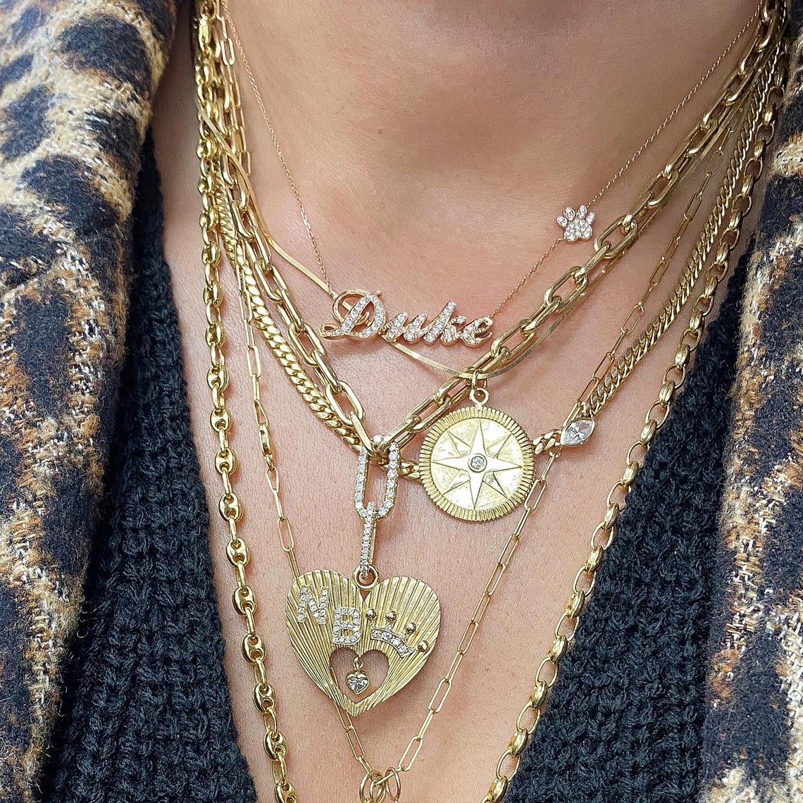 14K Solid Gold Diamond Compass Fluted Charm Medallion Dangle - Etsy